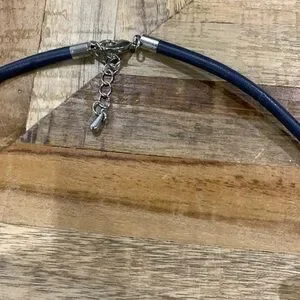 Jewelry | Geometric Statement Necklace Blue White Striped Fabric Wood ...